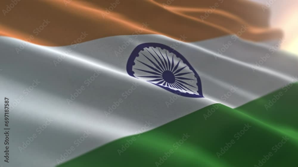 Waving cultural flag of the Republic of India. Fluttering the cultural ...