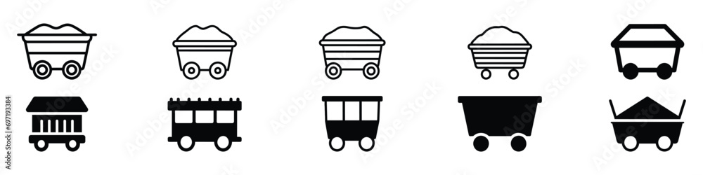wagon line icon, Wagon transportation, Farm wheelbarrow set icon ...
