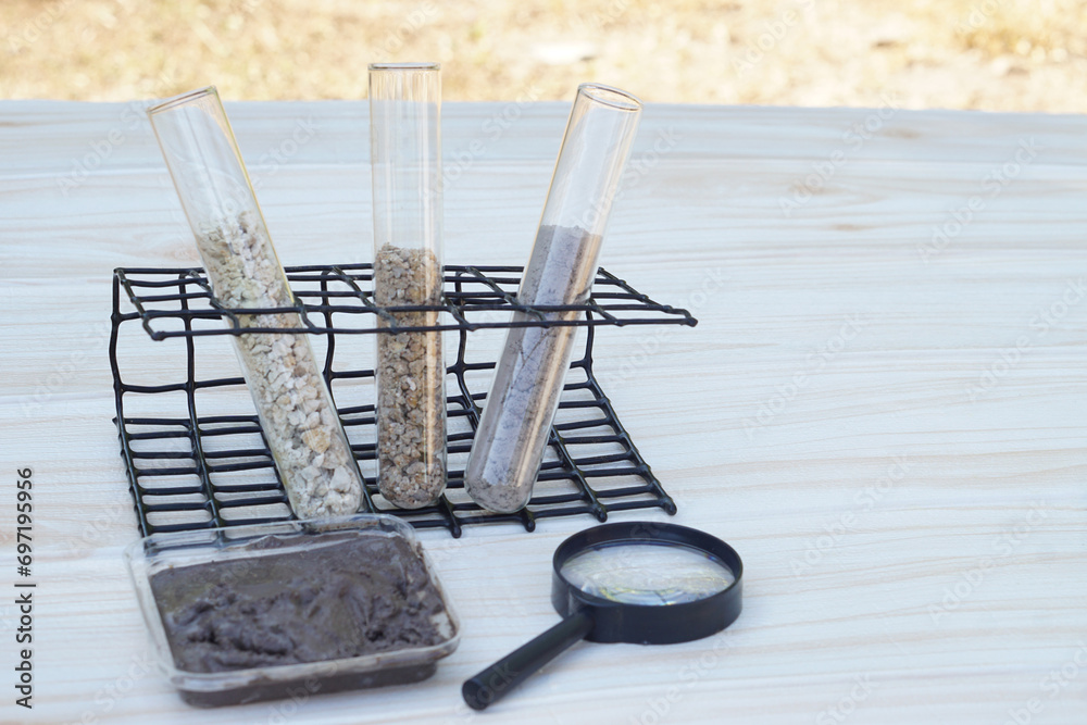 Foto de Test tubes that contain sample soil. Concept, soil quality ...