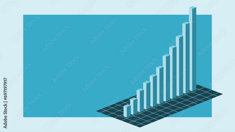 Bar chart growing steadily on a gridded surface and copy space Stock ...