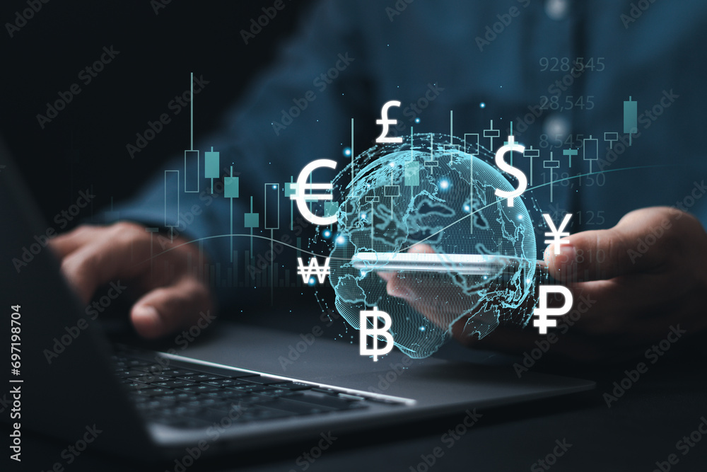 Online banking interbank payment concept. Businessman use smartphone ...