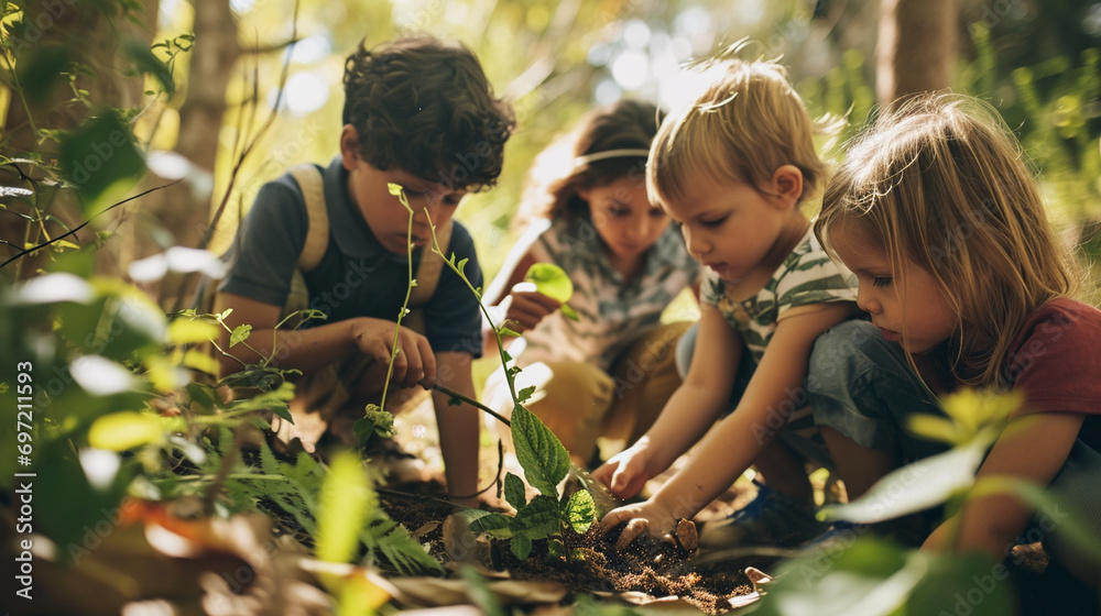 Conservation Classroom: Children engaged in an outdoor environmental ...