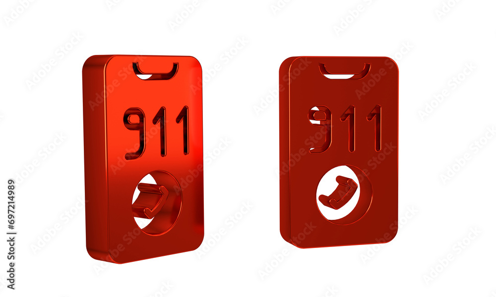 Red Telephone with emergency call 911 icon isolated on transparent ...