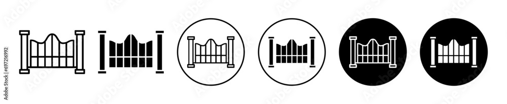 Gate icon. home property building defense barrier metallic or wooden ...