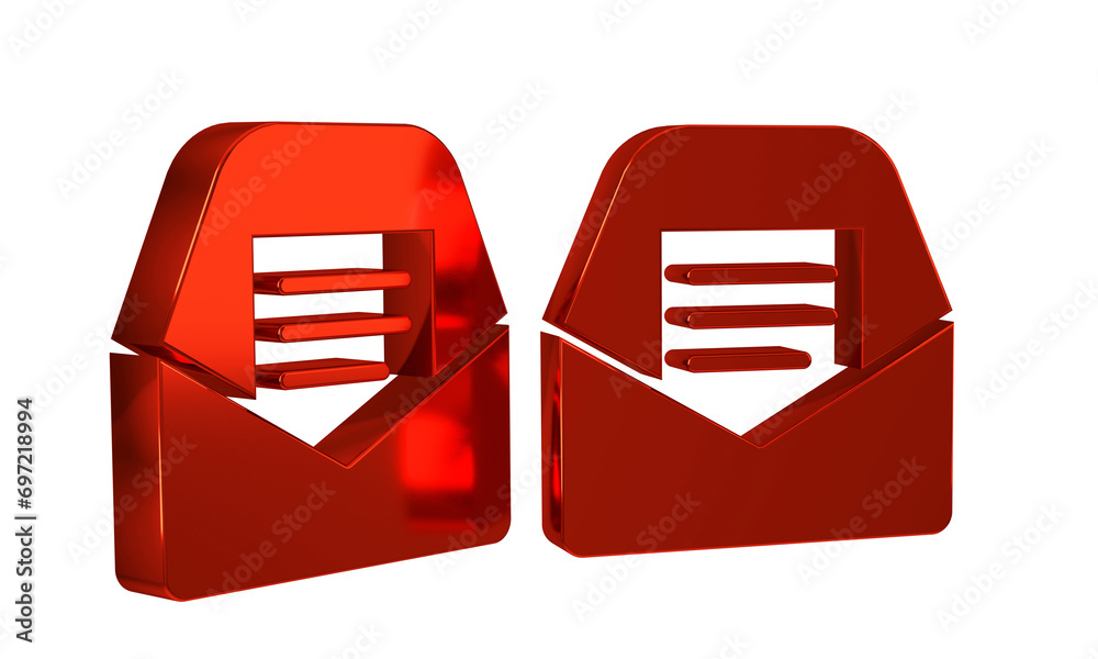 Red Mail and e-mail icon isolated on transparent background. Envelope ...