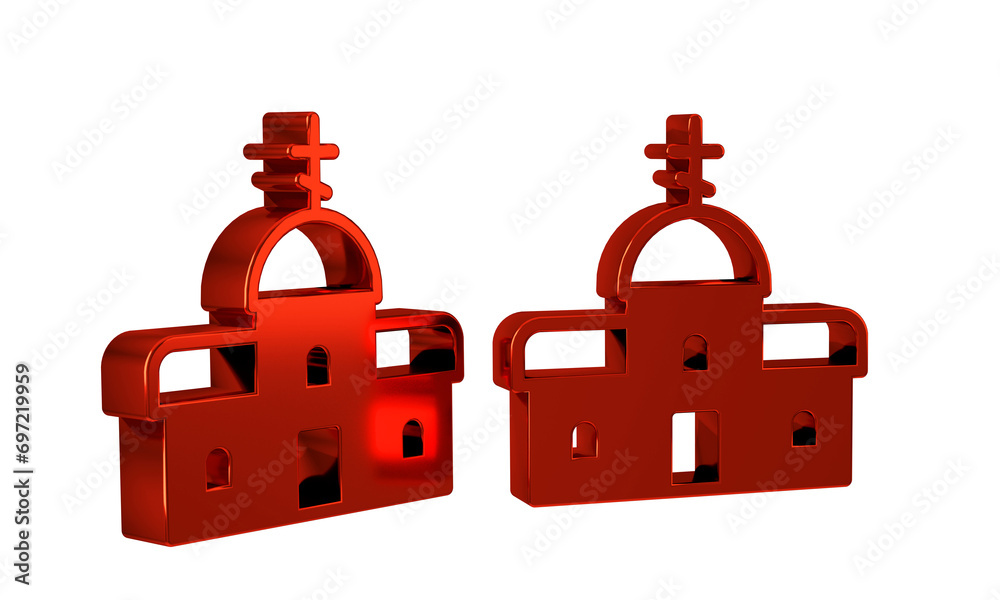 Red Church building icon isolated on transparent background. Christian ...