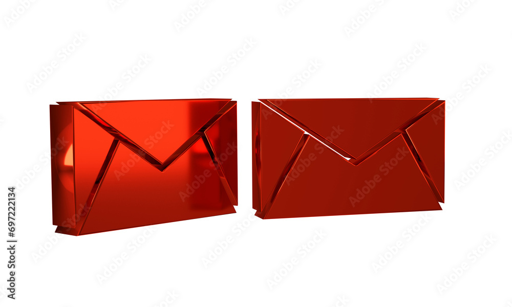 Red Mail and e-mail icon isolated on transparent background. Envelope ...