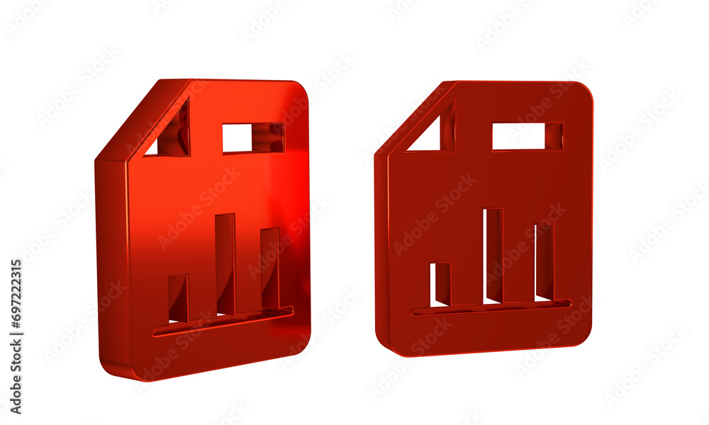 Red Document with graph chart icon isolated on transparent background ...