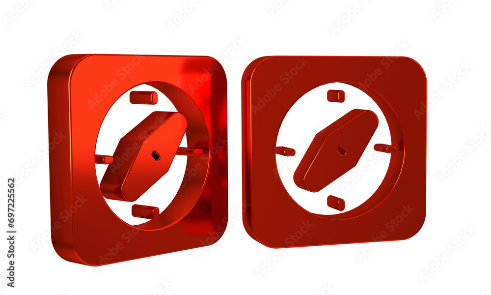 Red Compass icon isolated on transparent background. Windrose ...