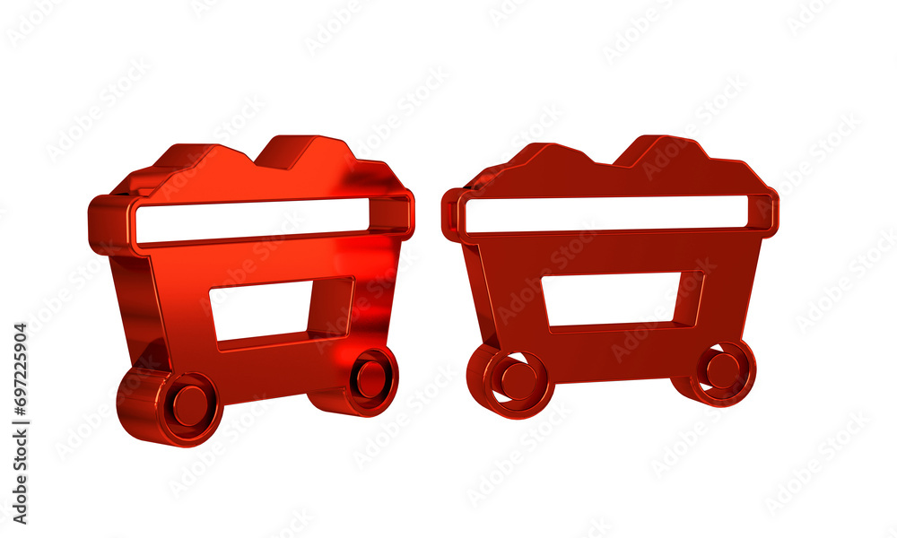 Red Mine cart with gold icon isolated on transparent background. Stock ...