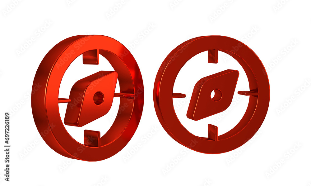 Red Compass icon isolated on transparent background. Windrose ...