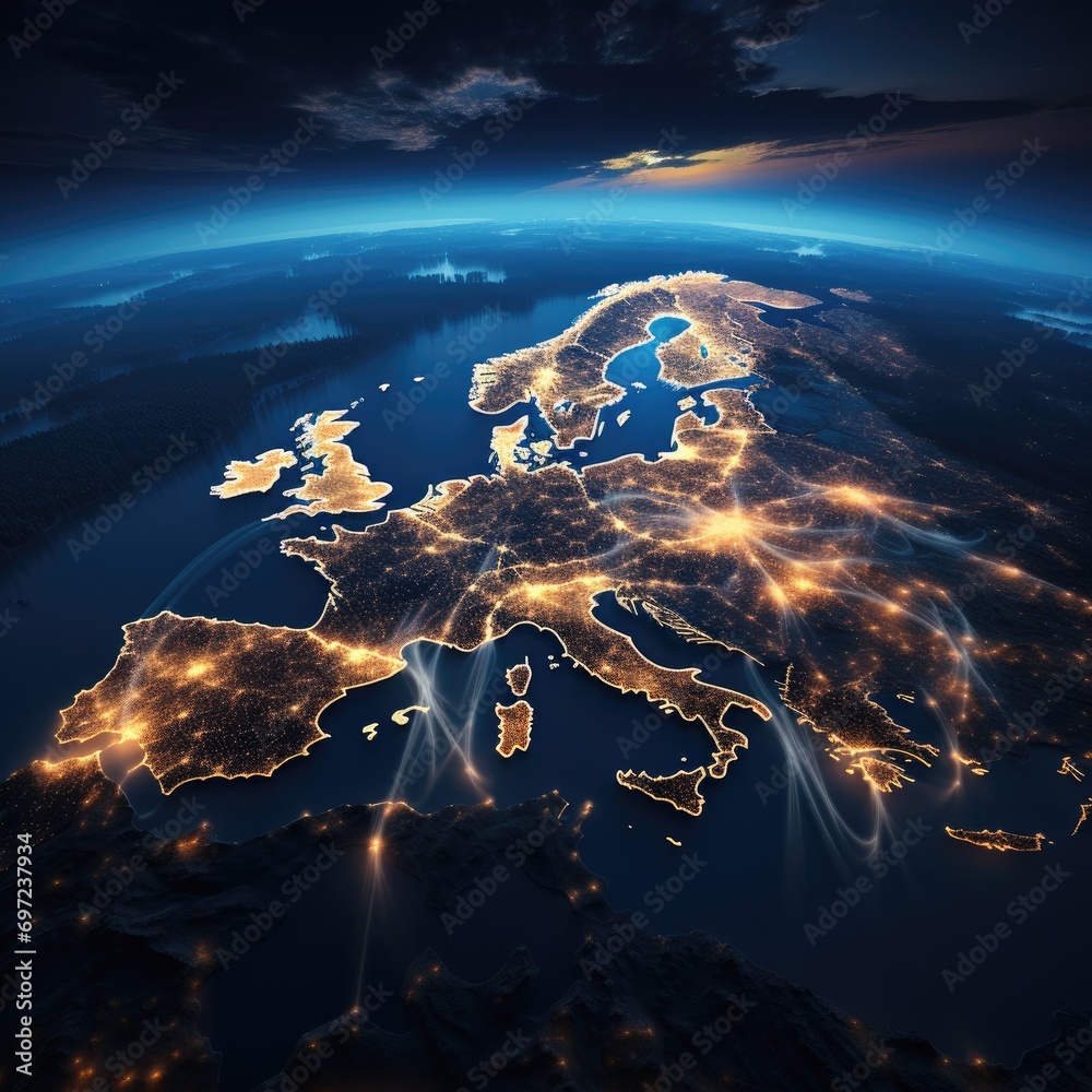 Earth map from space. Europe map from space Stock Illustration | Adobe ...