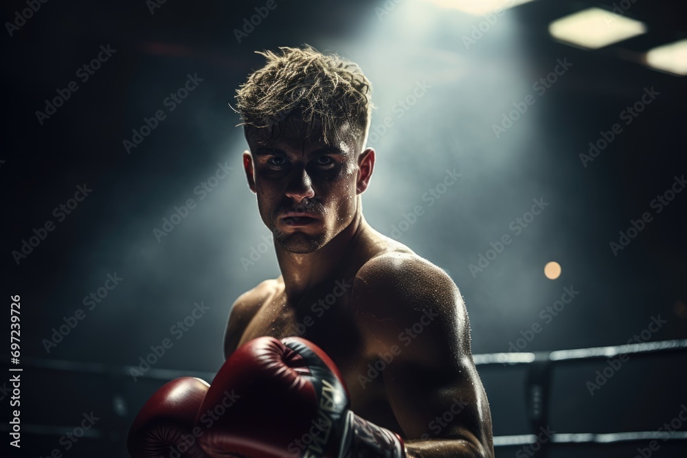 In the Boxing Arena: With Gloves Laced Up, a Boxer Showcases ...