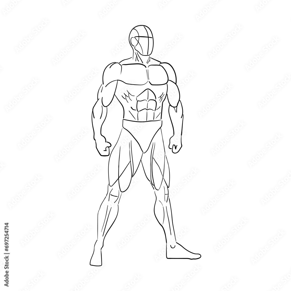 Body pose. Superhero posing. simple drawing. Vector illustration image ...