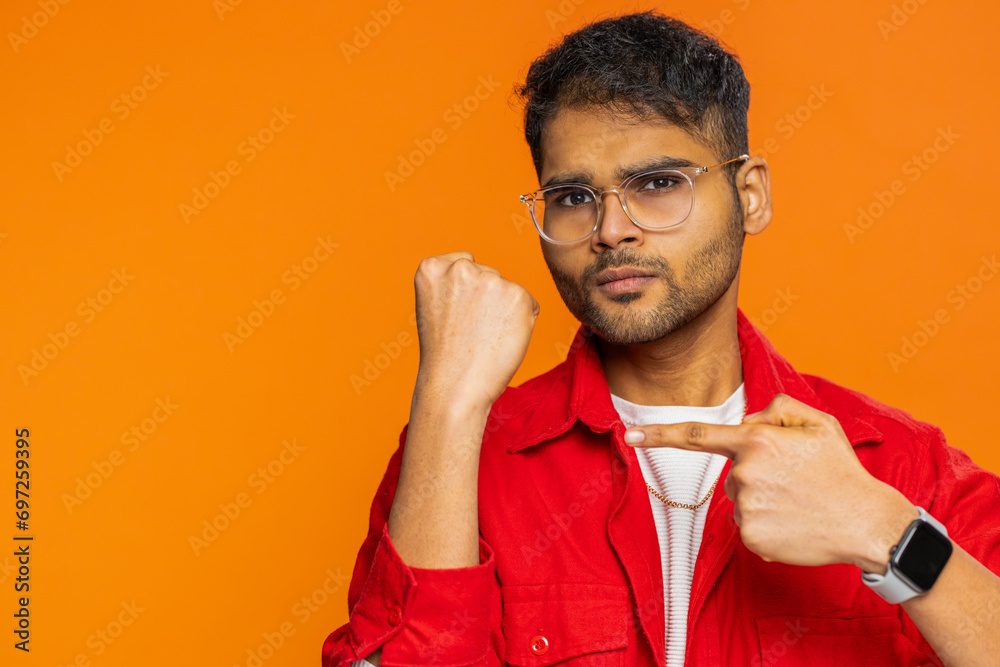 Aggressive angry Indian young man trying to fight at camera, shaking ...