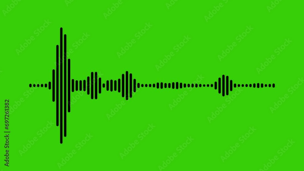 4k abstract music sound wave or audio wavefrom isolated on green screen ...