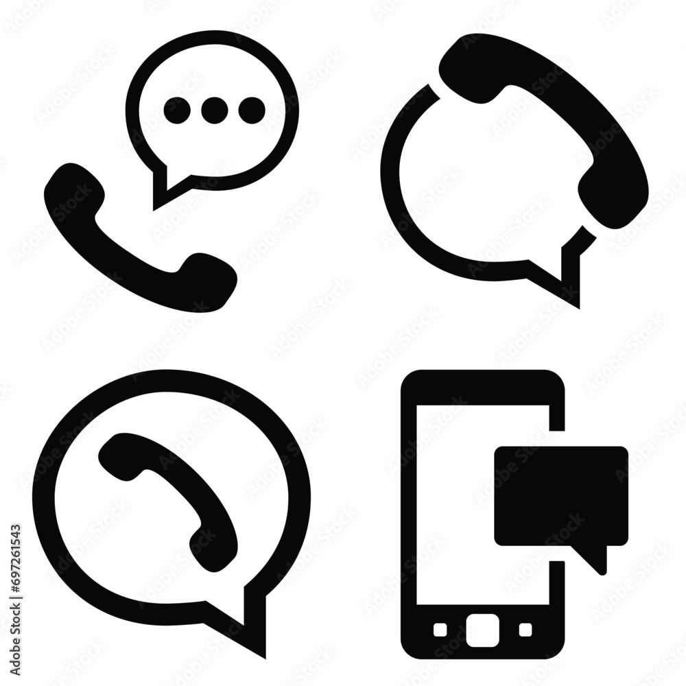 phone icon set, Telephone call sign, Contact us, Vector illustration ...