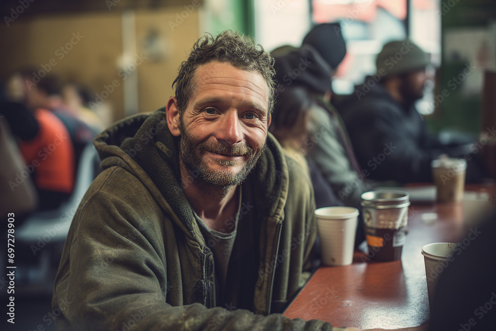 Generative AI picture of desperate homeless person man woman child poor ...