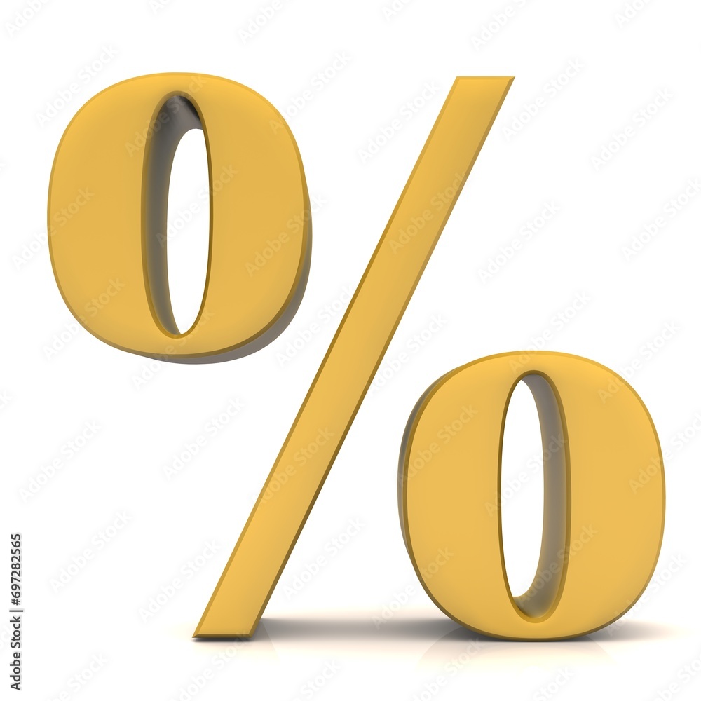 Yellow percent sign percentage symbol 3d graphic illustration isolated ...