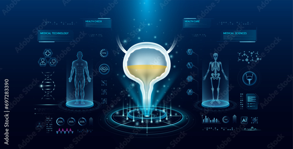 Bladder health care technology with scan virtual interface hologram ...