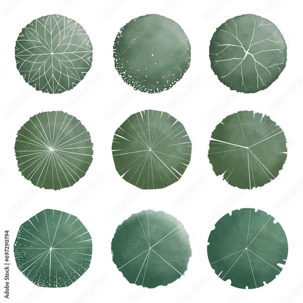 set of tree top view for landscape plan and architecture element. Trees ...