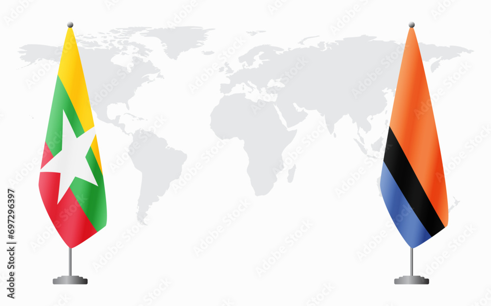 Myanmar and Chagos Islands flags for official meeting Stock Vector ...