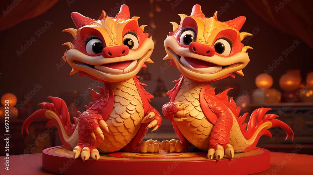 3d cartoon of traditional red chinese dragon culture Stock Photo ...
