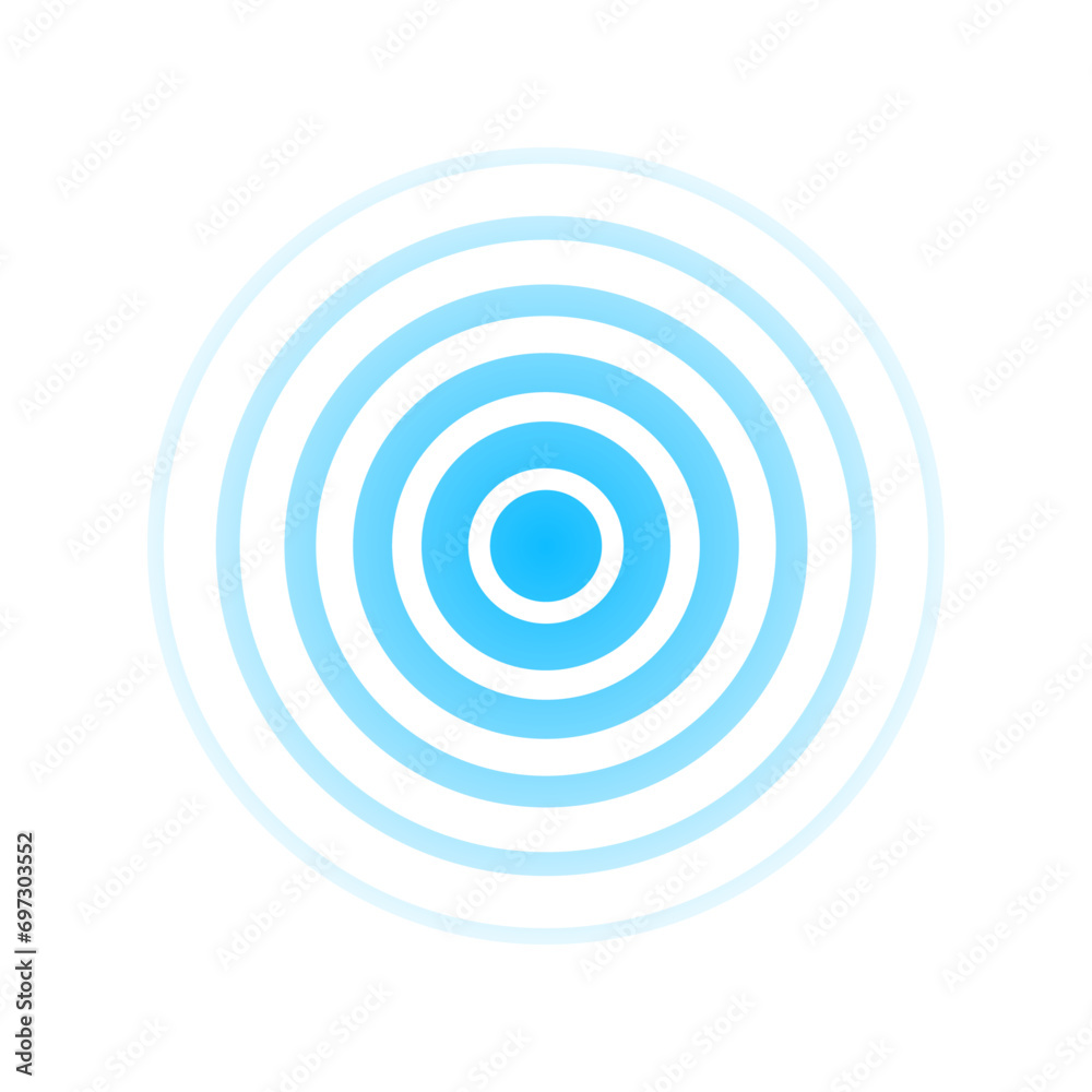 Circle radar wave. Sound ripple icon. Blue effect pulse isolated on ...
