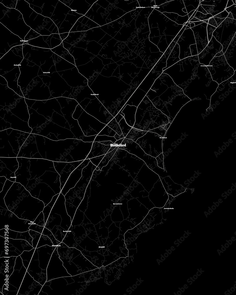 Biddeford Maine Map, Detailed Dark Map of Biddeford Maine Stock ...