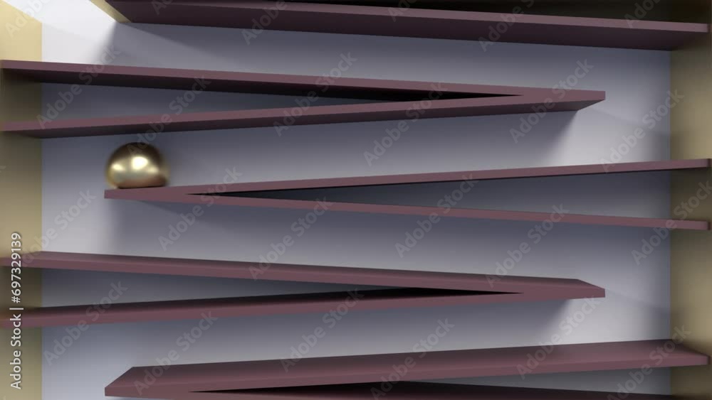 Golden Ball Rolling On Steps Loop. A golden ball is rolling down an ...