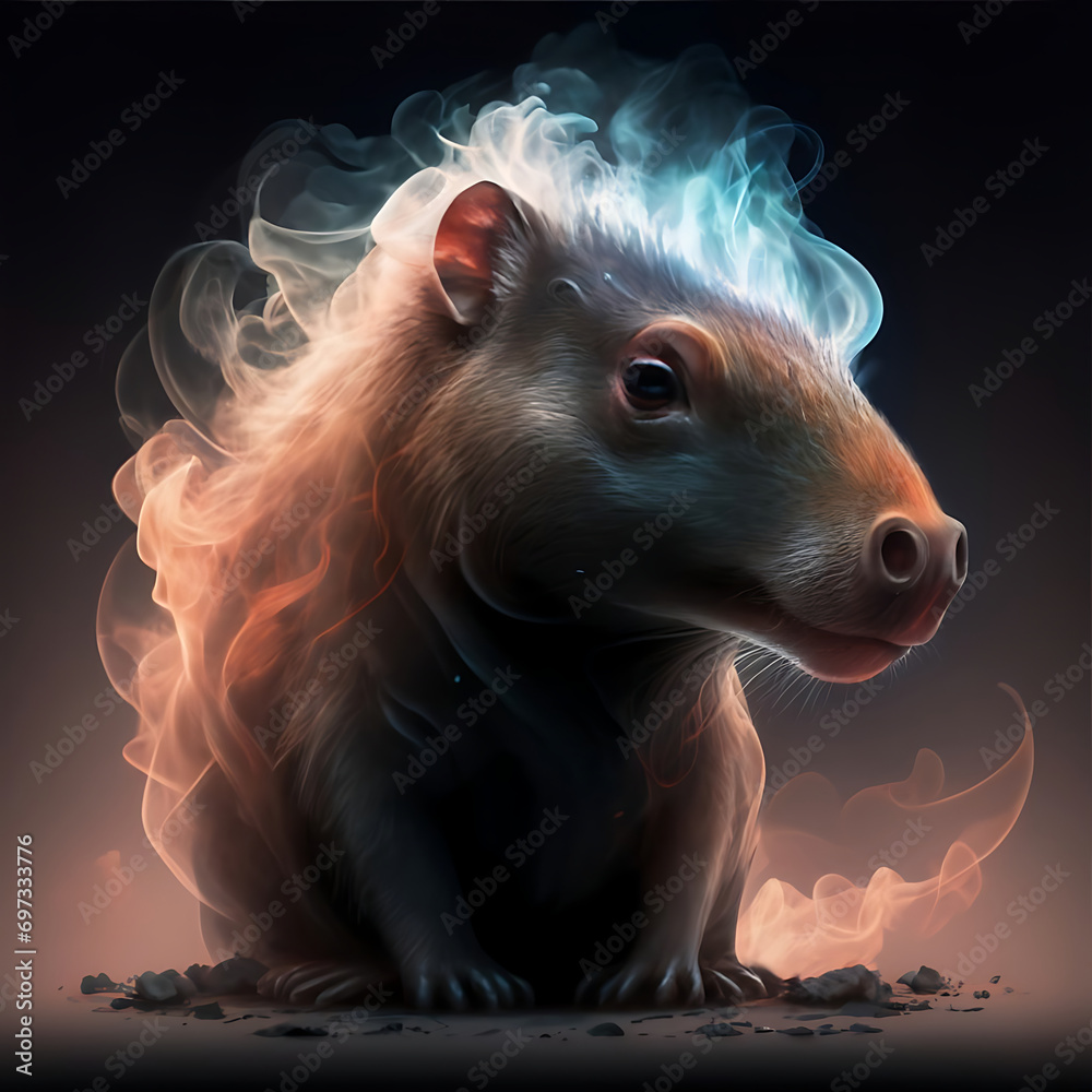 an ethereal and mesmerizing image of an Capybara Embrace the styles of ...