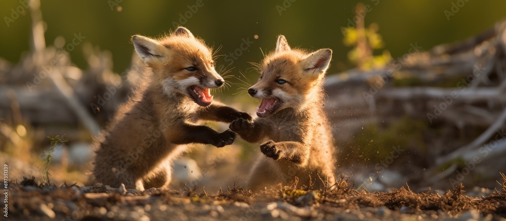 Wild red fox kits on San Juan Islands in Washington State often exhibit ...