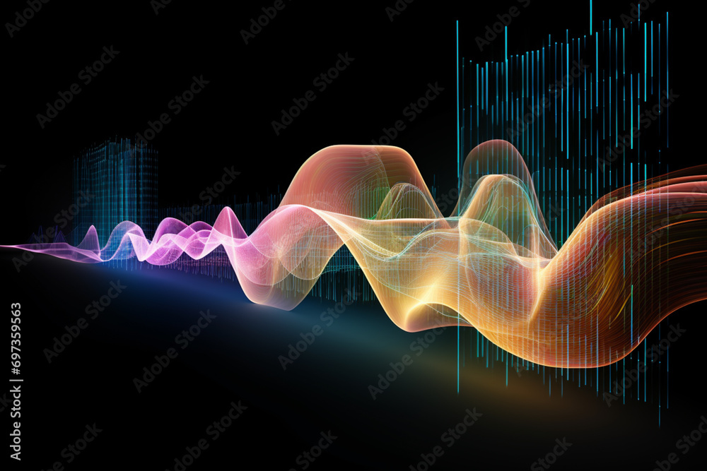 A detailed depiction of a human ear and sound waves, illustrating ...