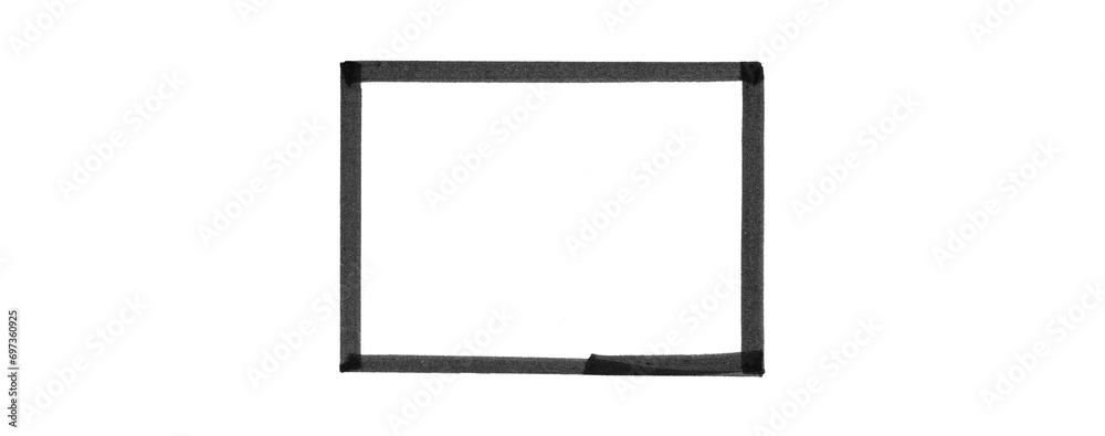 black marker box frame, Isolated hand drawn doodle element in png for ...
