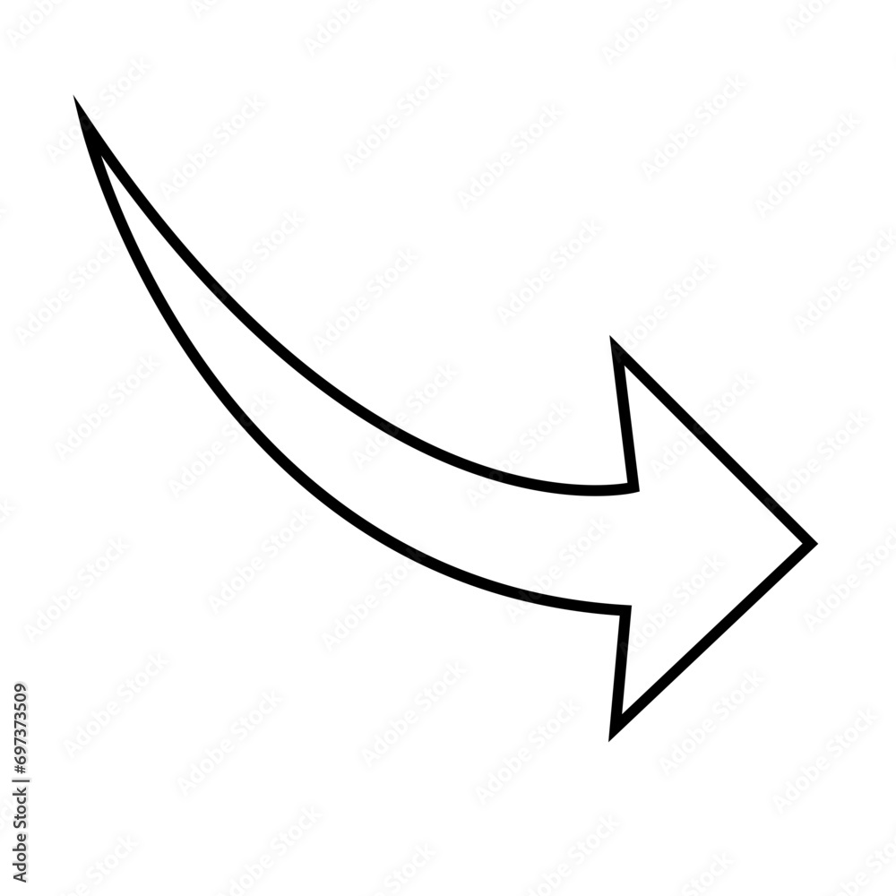 Curve Arrow vector outline Pointing Icons & Symbols. Editable Outline ...