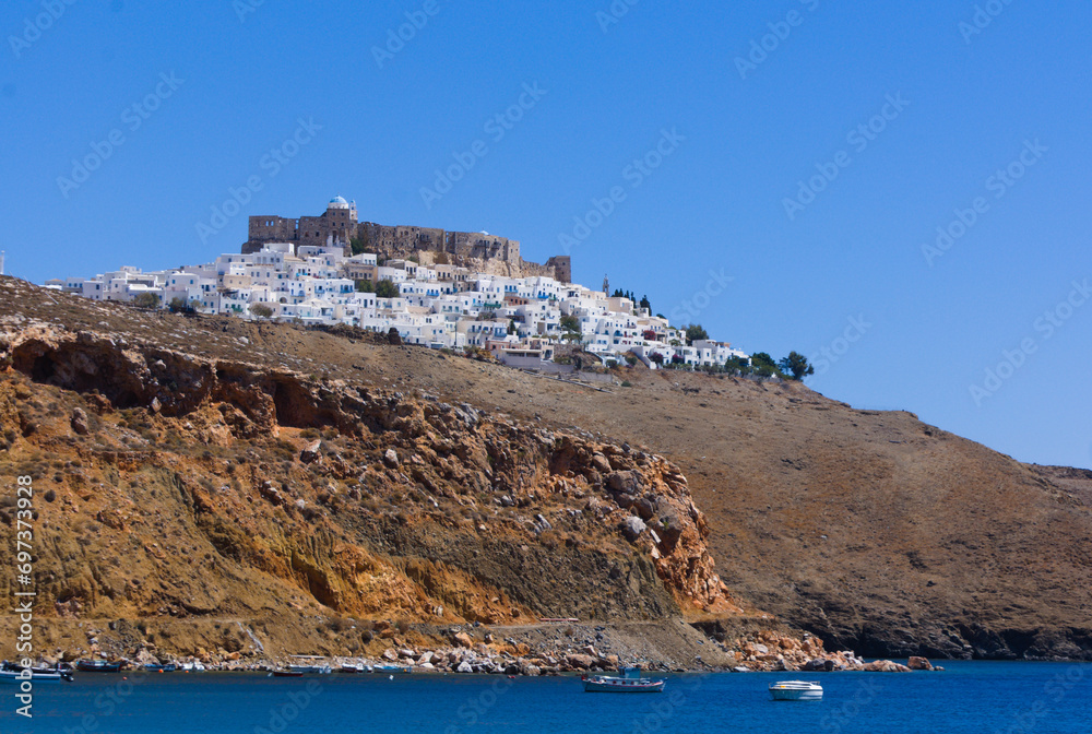 Astypalea island, Greece. Dramatic view of the islands capital, the ...