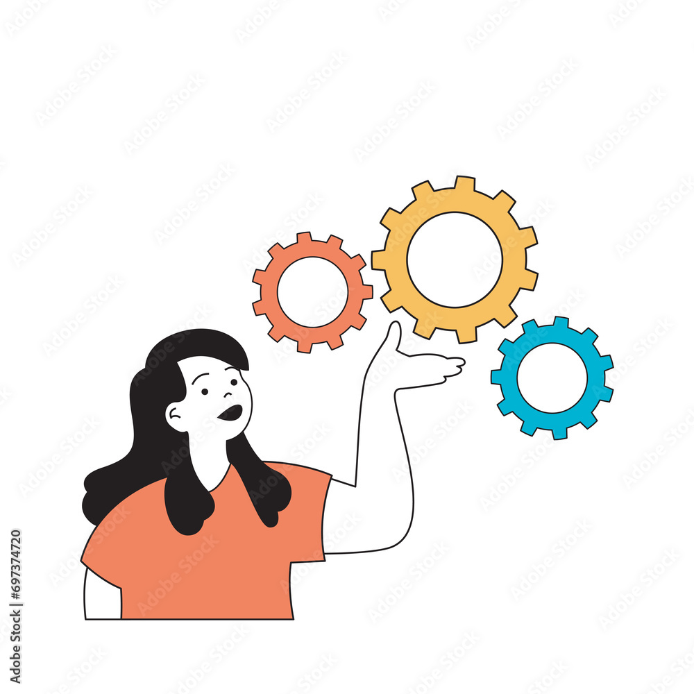 Marketing and development concept with cartoon people in flat design ...