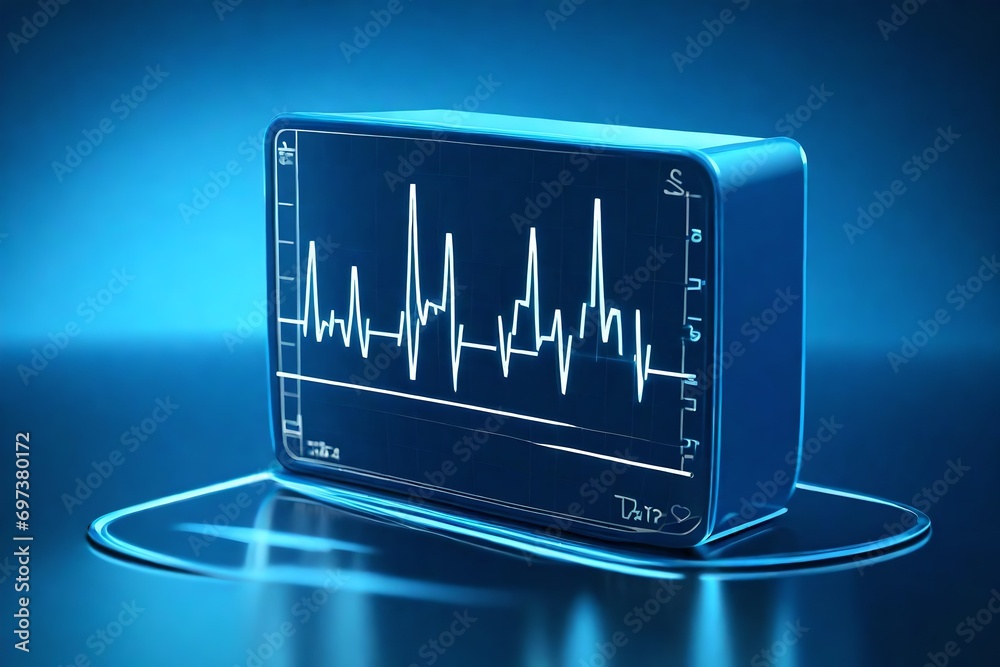 Blue Heart pulse monitor with signal. Heart beat. icon. ekg Stock Photo ...