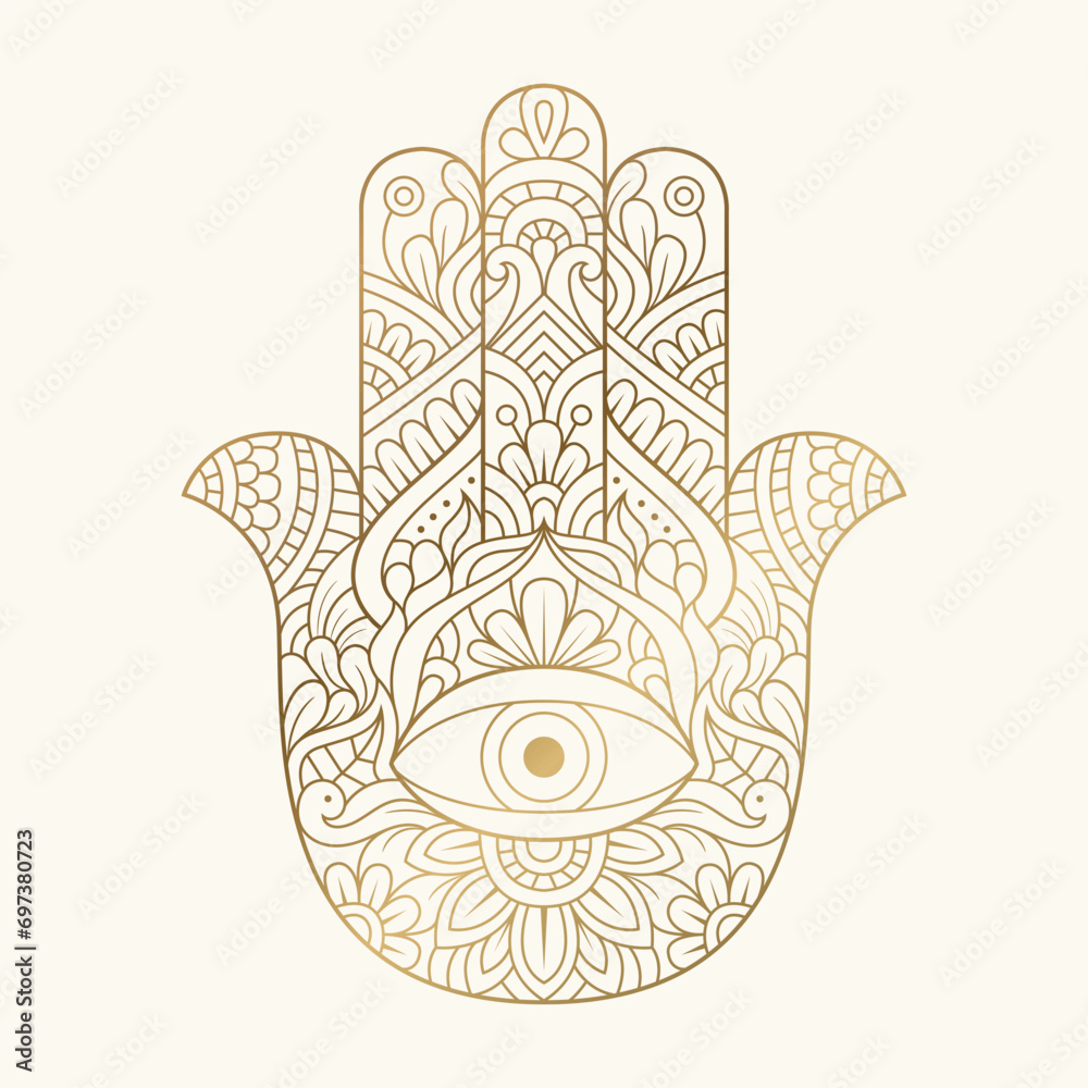 Golden Hamsa hand stock illustration vector Stock Vector | Adobe Stock