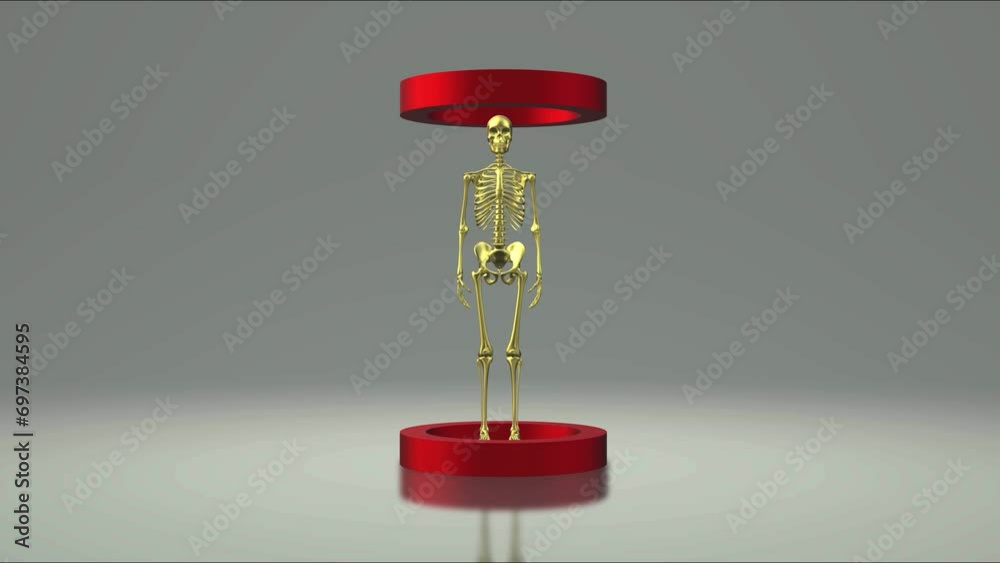 human Skeleton 3d. Seamless loop animation on grey background, Full ...