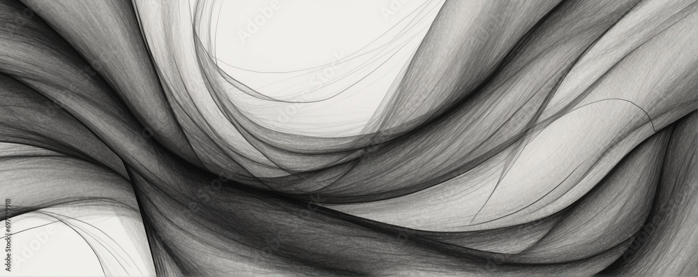 Abstract fluid graphite background. Wave black and white wallpaper. A ...