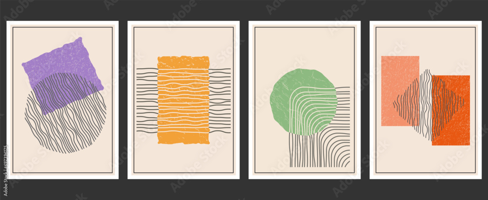 Set of backgrounds for interior design, poster and prints. Minimalistic ...