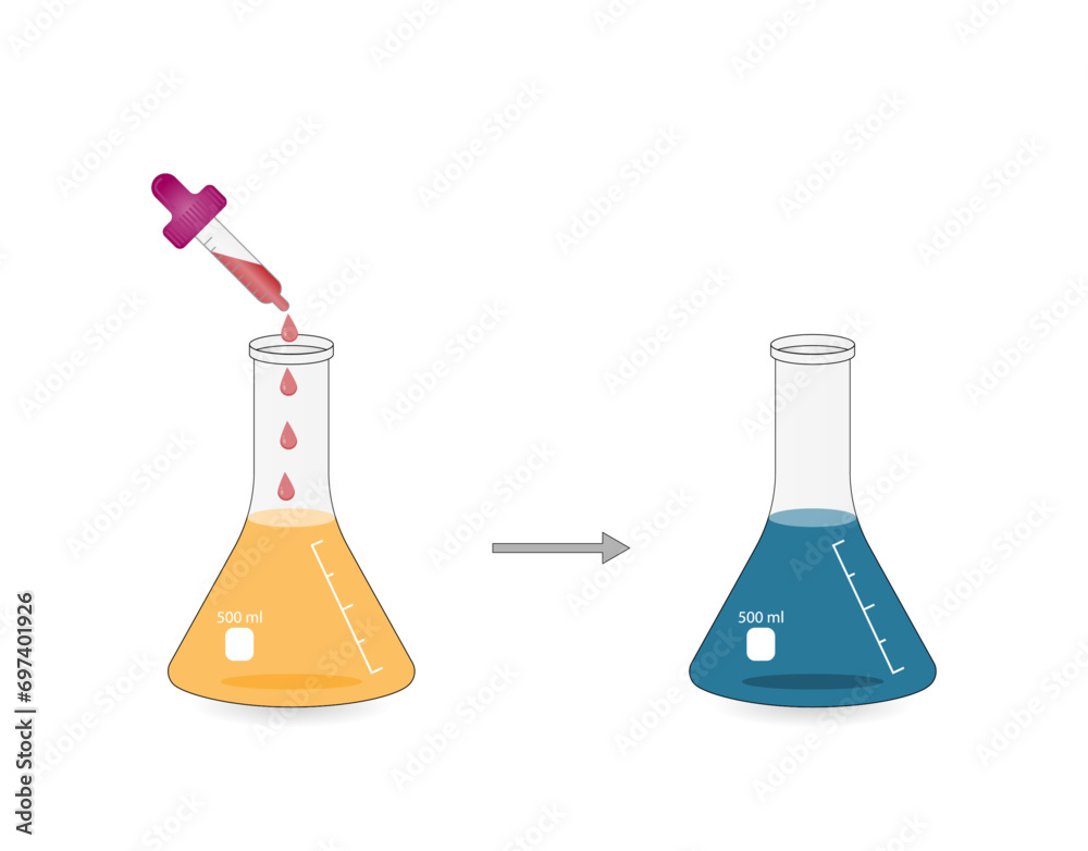 Iodine test for starch, chemical experiment. Carbohydrates in a sample ...