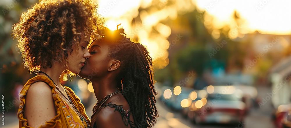 Two Young Lesbian Woman From Different Ethnicities Mixed Race Lesbian
