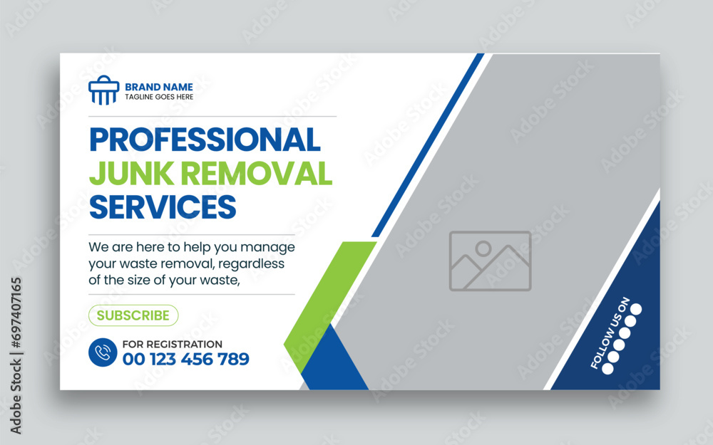 Junk Removal youtube thumbnail and web banner template design, garbage ...