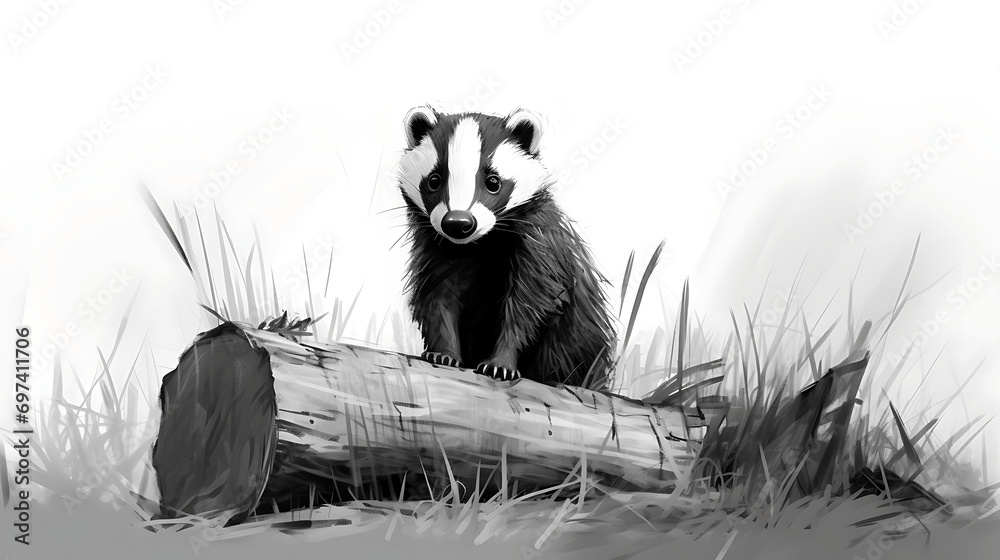 Dibujo infantil de un tejón para incluir en un cuento Stock ...