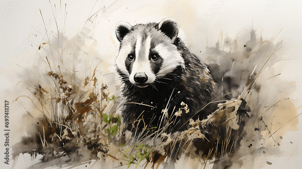 Dibujo infantil de un tejón para incluir en un cuento Stock ...