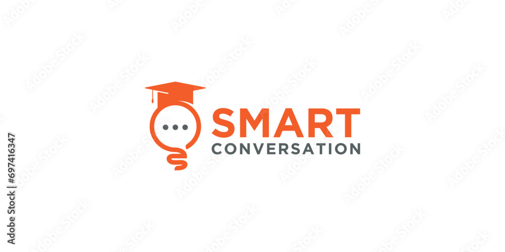 Smart conversation school logo design, digital light Education logo ...