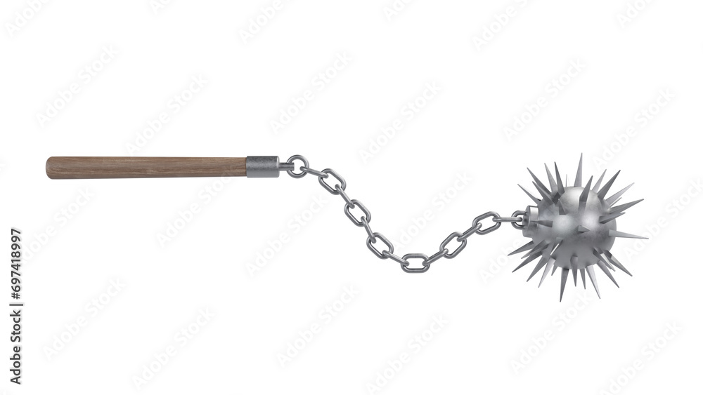 Medieval mace with chain isolated on transparent and white background ...