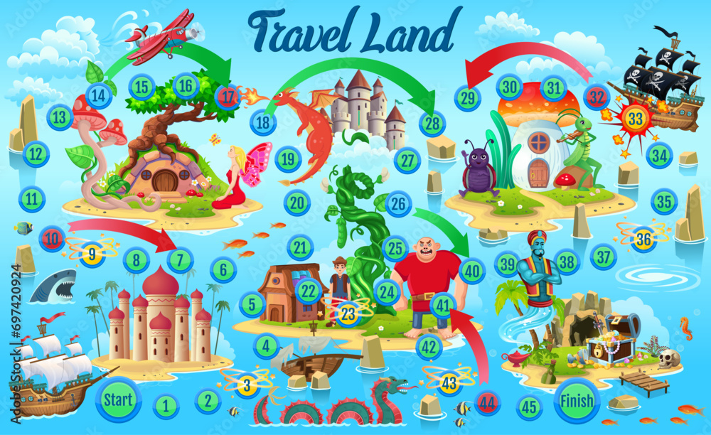 Board game for children of fairy tales. Kids board game with characters ...